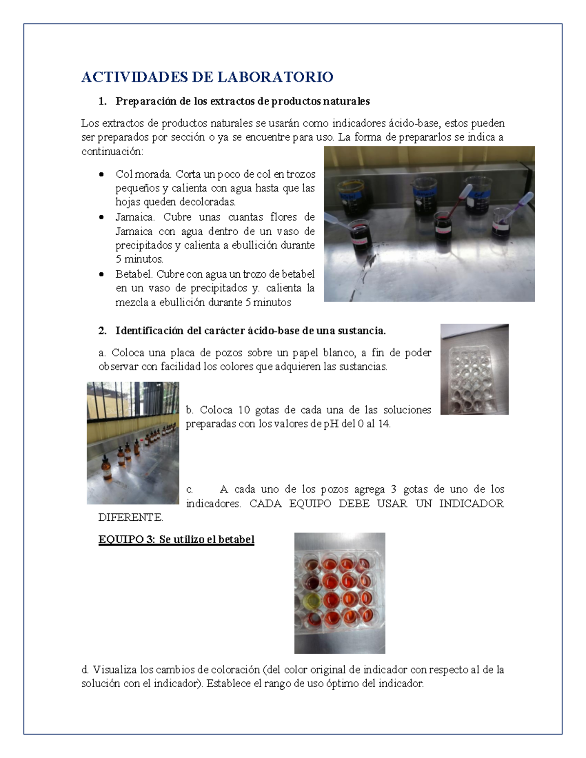 Continuaciónr 8 - Practica - ACTIVIDADES DE LABORATORIO Preparación de ...