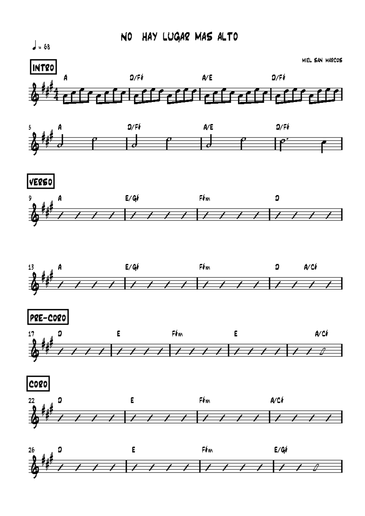 No hay lugar mas alto - Chart - A D/F© A/E D/F© q = 68 5 A D/F© A/E D/F ...