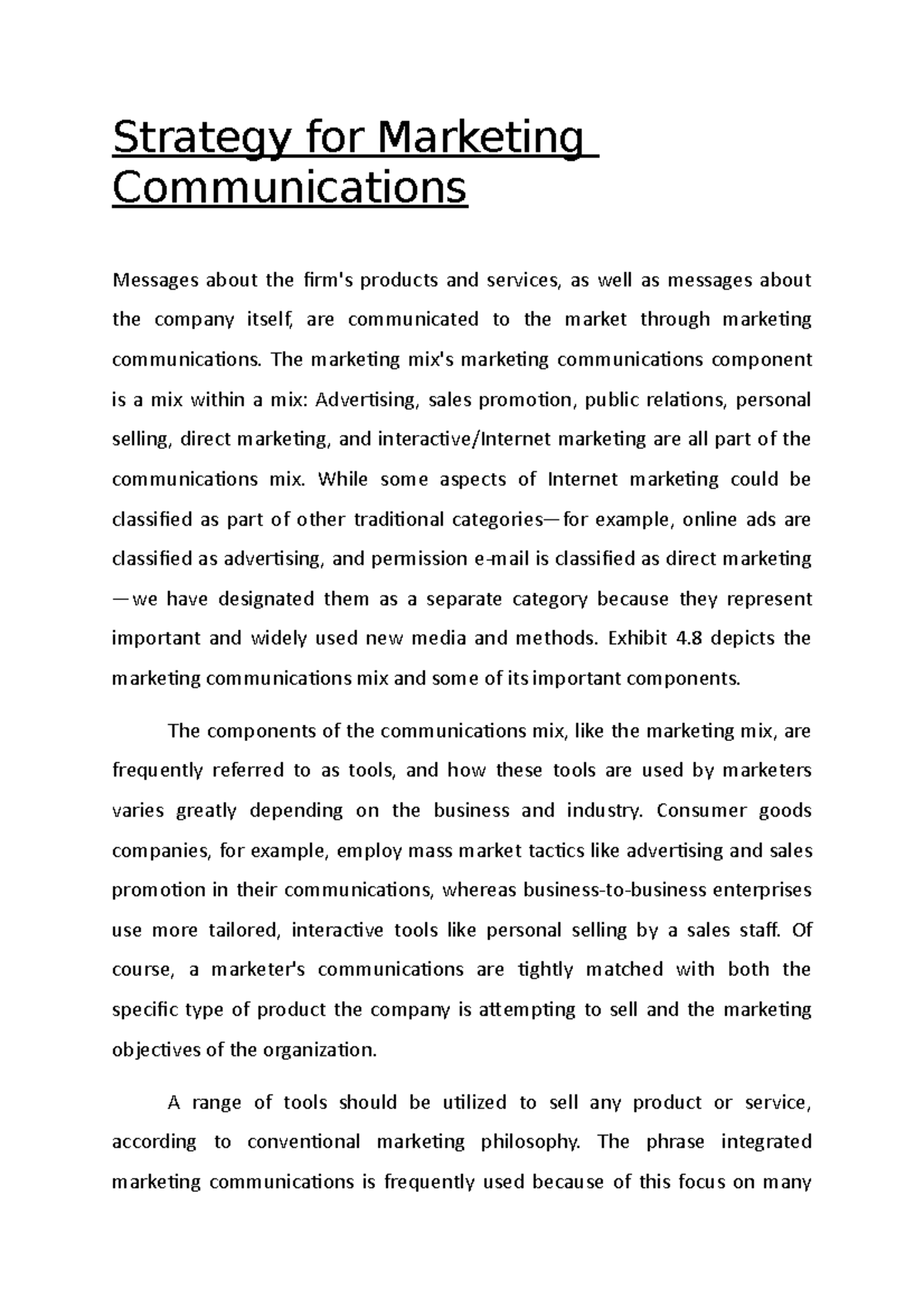 Strategy for Marketing Communications - Strategy for Marketing ...