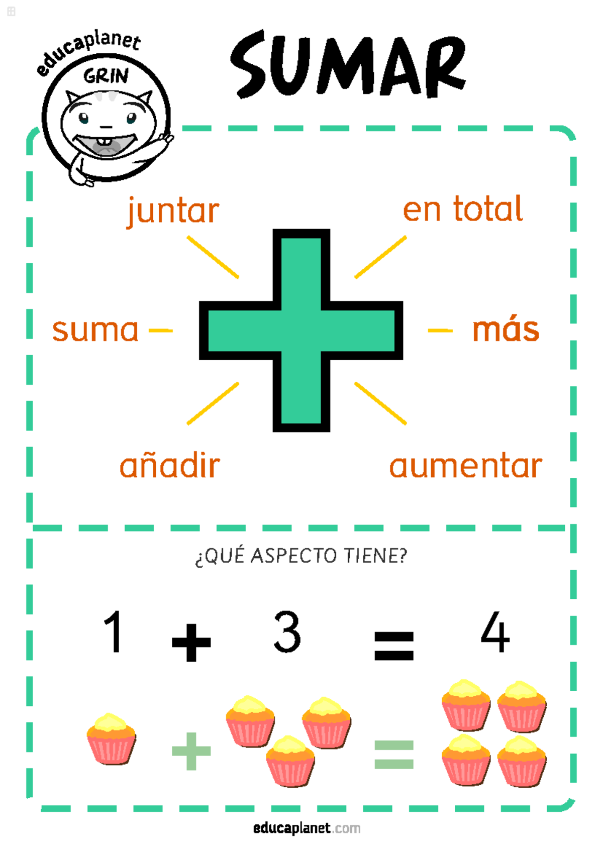 Suma poster educaplanet - grin añadir aumentar juntar en total suma 1 ...