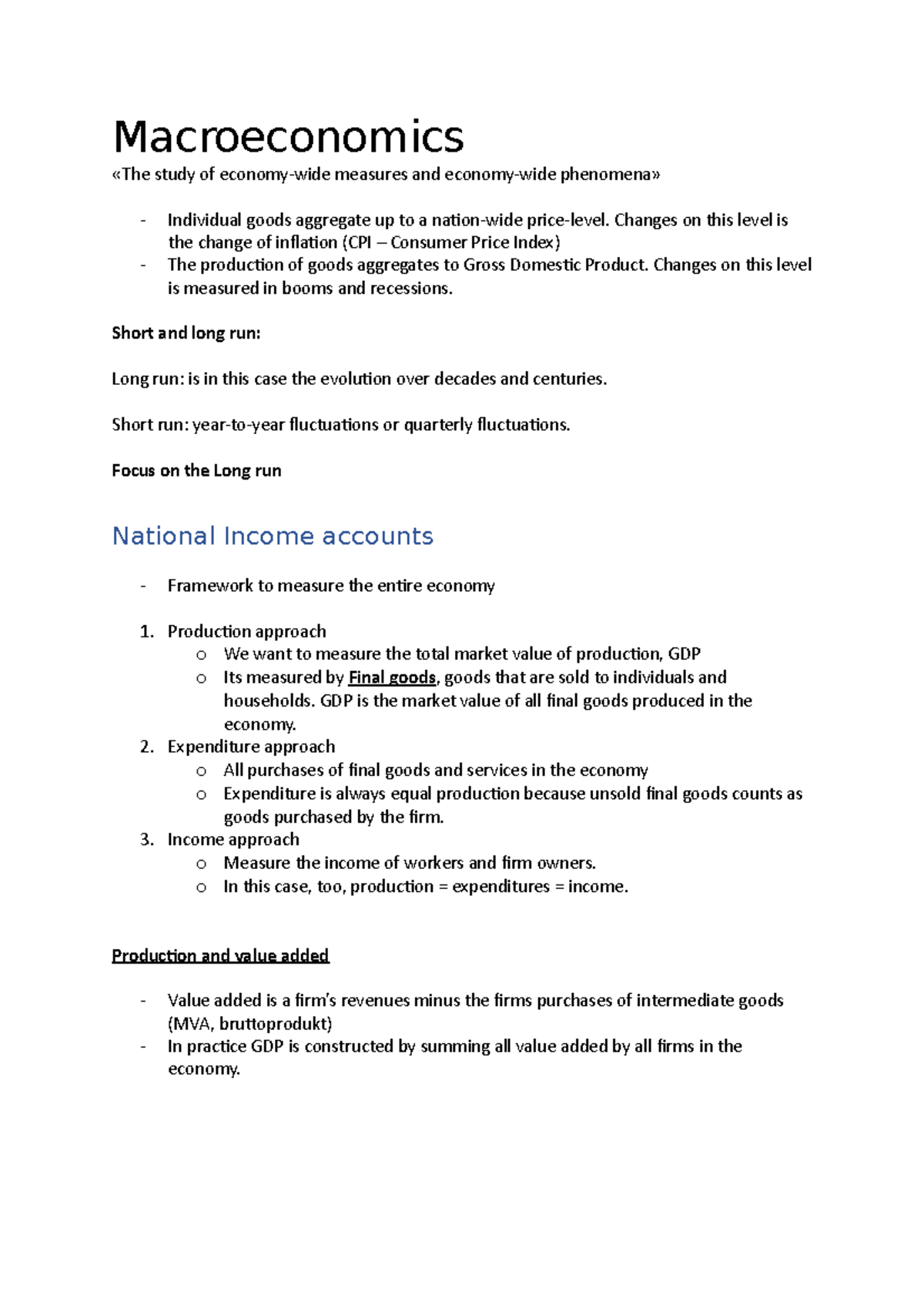 Macroeconomics - Macroeconomics «The study of economy-wide measures and ...