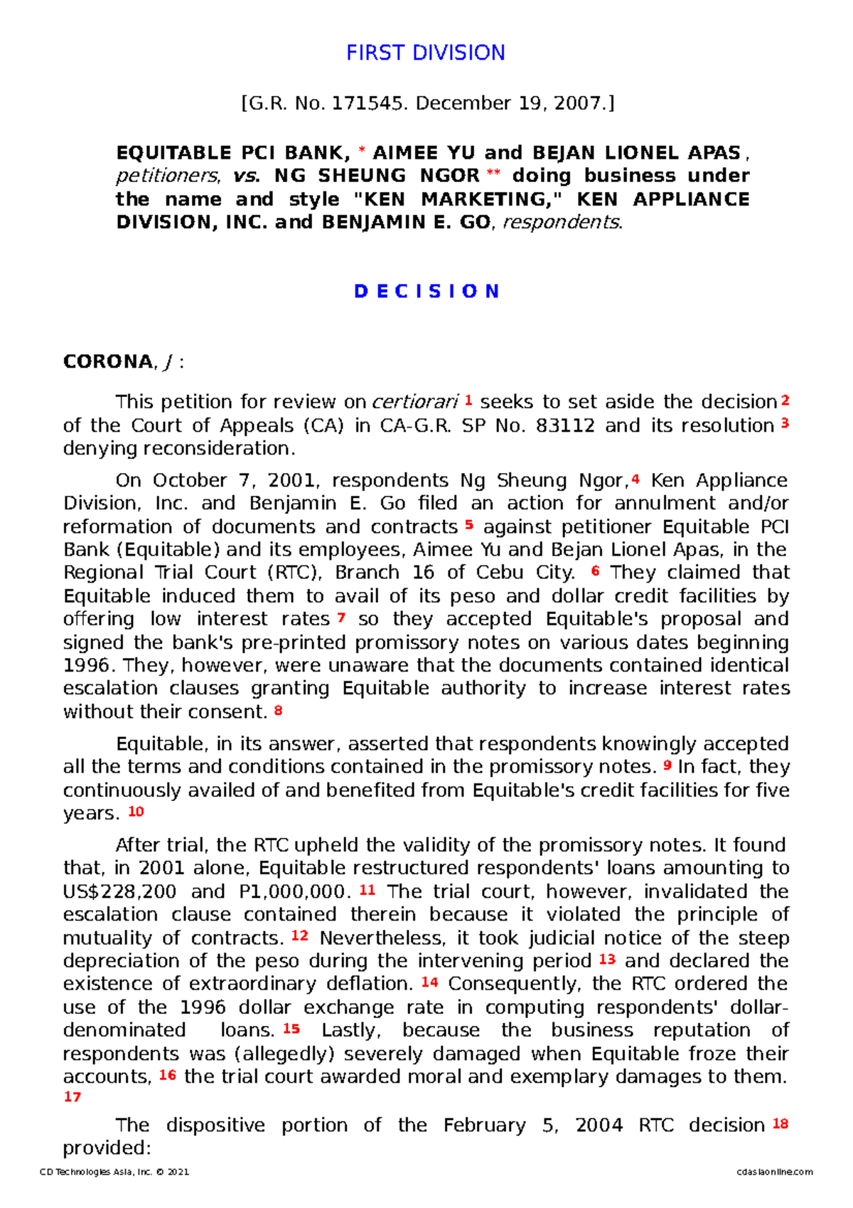 13. 117206-2007-Equitable PCI Bank v - FIRST DIVISION [G. No. 171545 ...