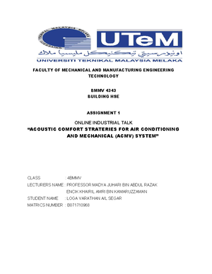 Assignment 2 - Yolo - FACULTY OF MECHANICAL ENGINEERING SEMESTER 1 YEAR 1 (SESSION 2023/2024 ...