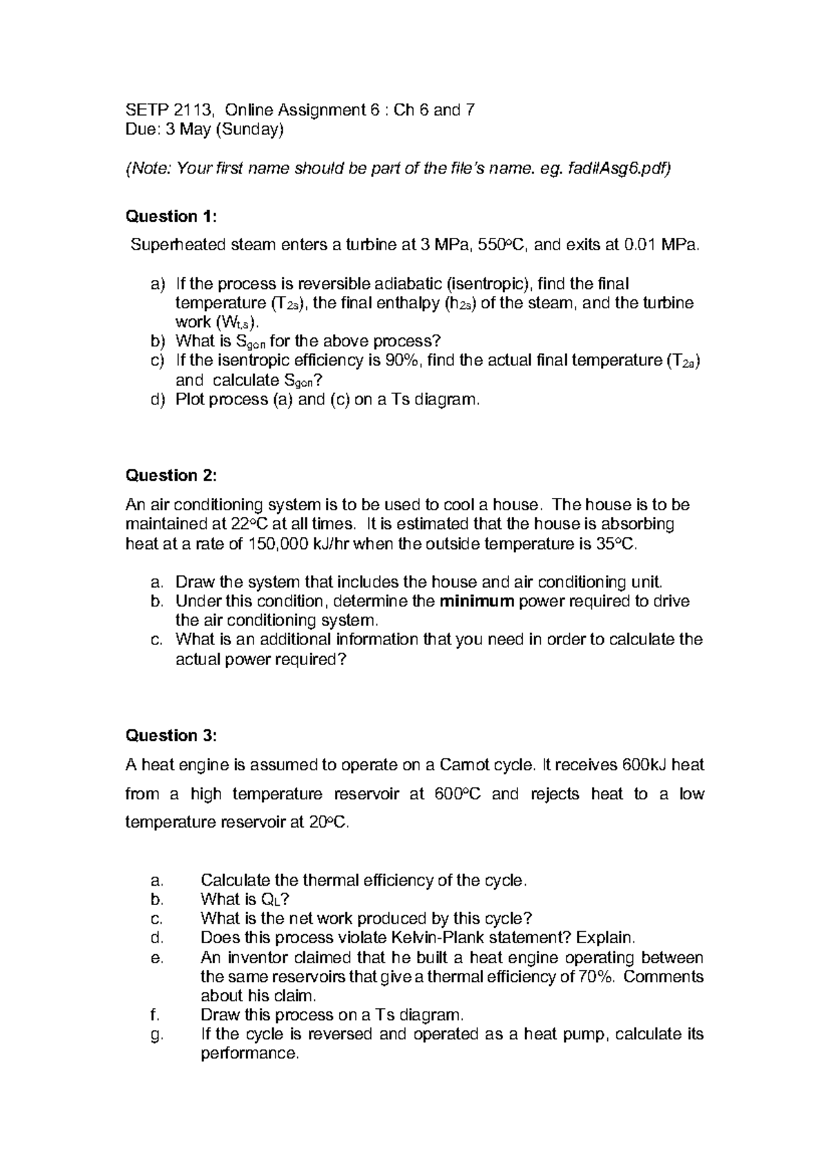 Asg 6 Chapter 6 And 7 Setp2113 2020 SETP 2113 Online Assignment 6