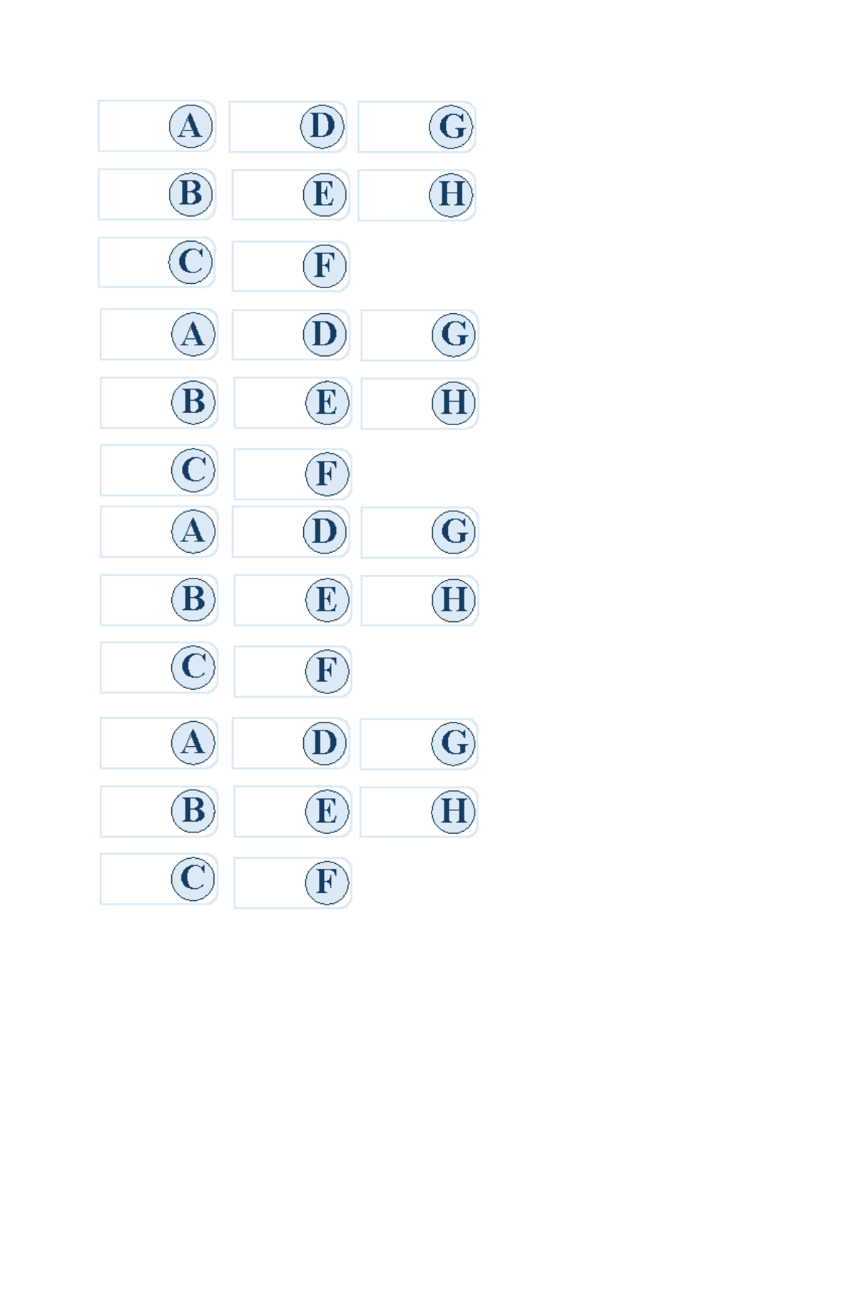 Tabbings - Education major in English - A B C D E F G H A B C D E F G H ...