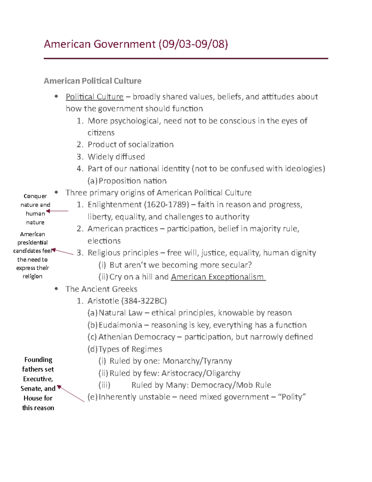 Docx (13) - Detailed class notes from American Government (POLISCI 1100 ...