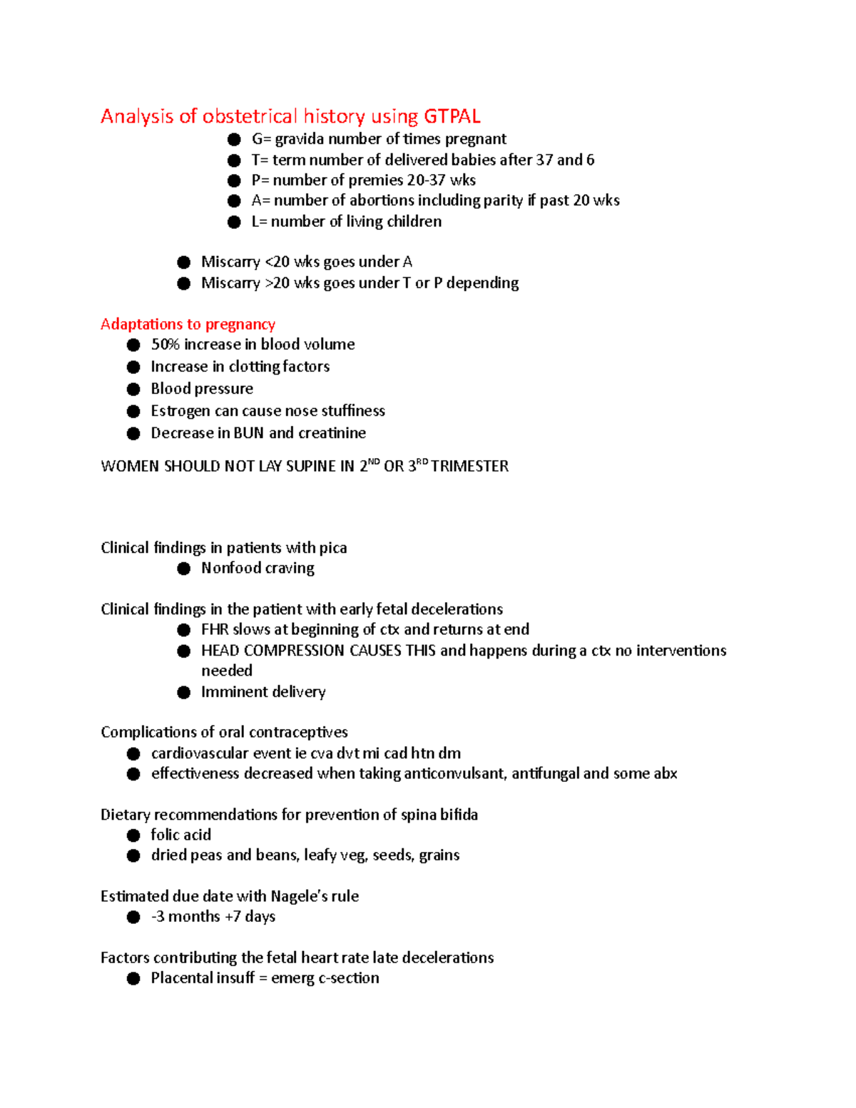 Ob exam 1 review - Analysis of obstetrical history using GTPAL gravida ...