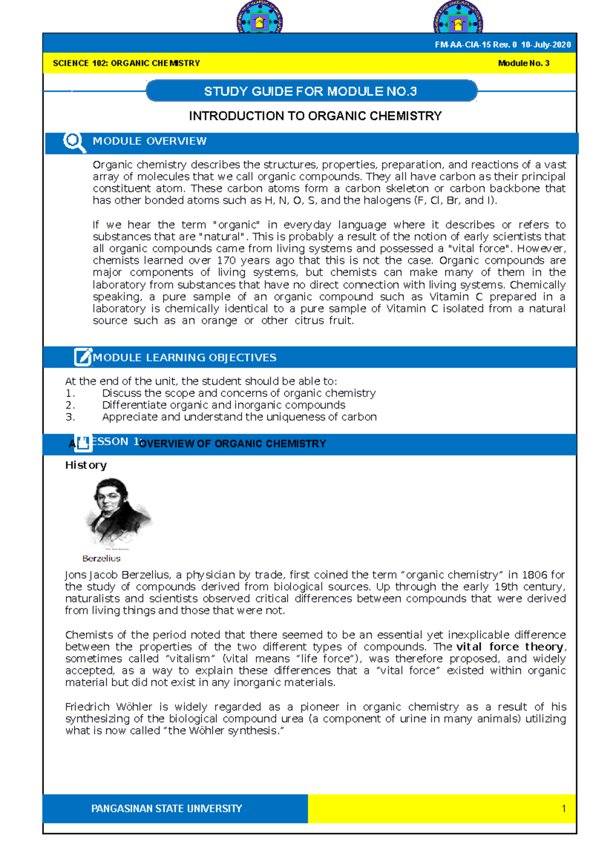 Study Guide 3- Organic Chemistry-1 - 2 INTRODUCTION TO ORGANIC ...