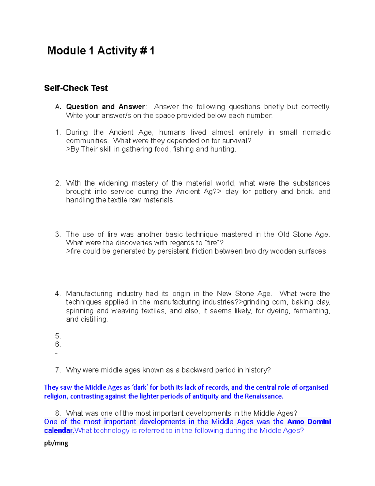 Module 1 actvity 1 - activity 1 - Module 1 Activity # 1 Self-Check Test ...