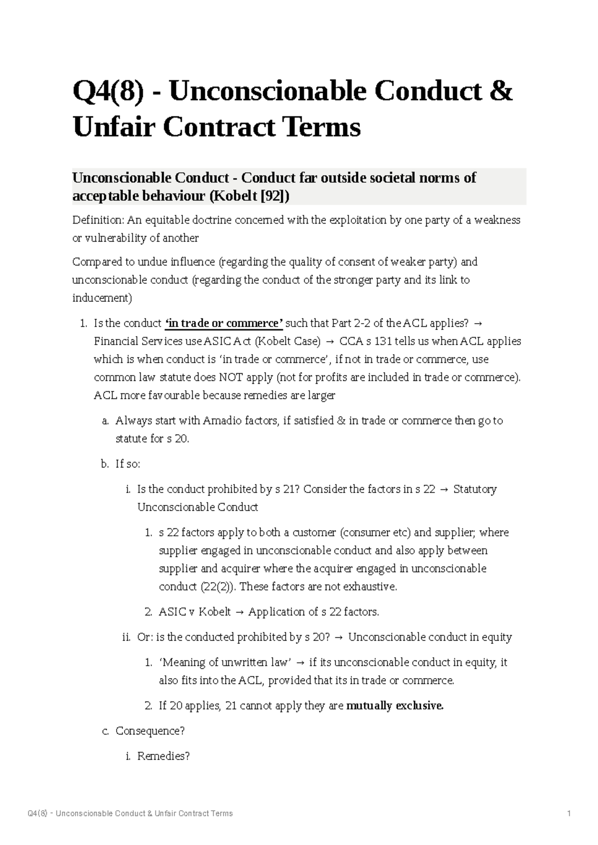 T8 - Scaffold - Q4(8) - Unconscionable Conduct & Unfair Contract Terms ...