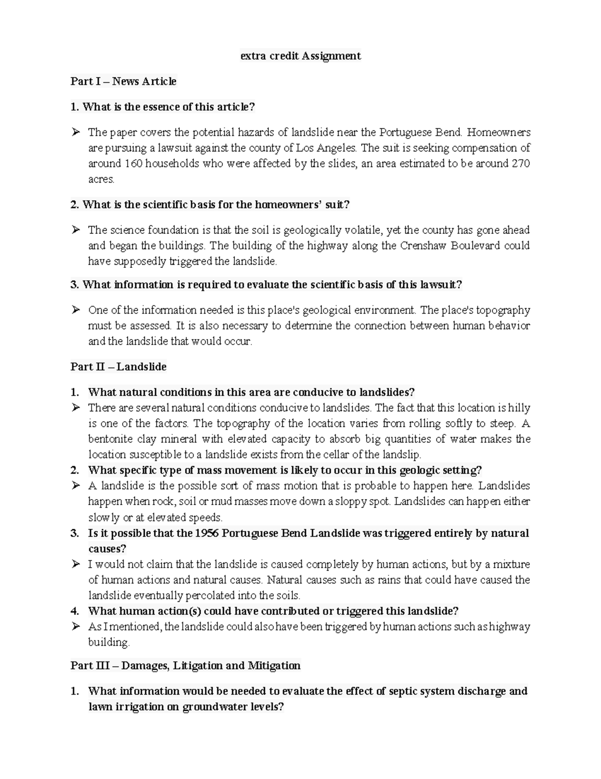 Extra credit assignment - What is the essence of this article? The ...