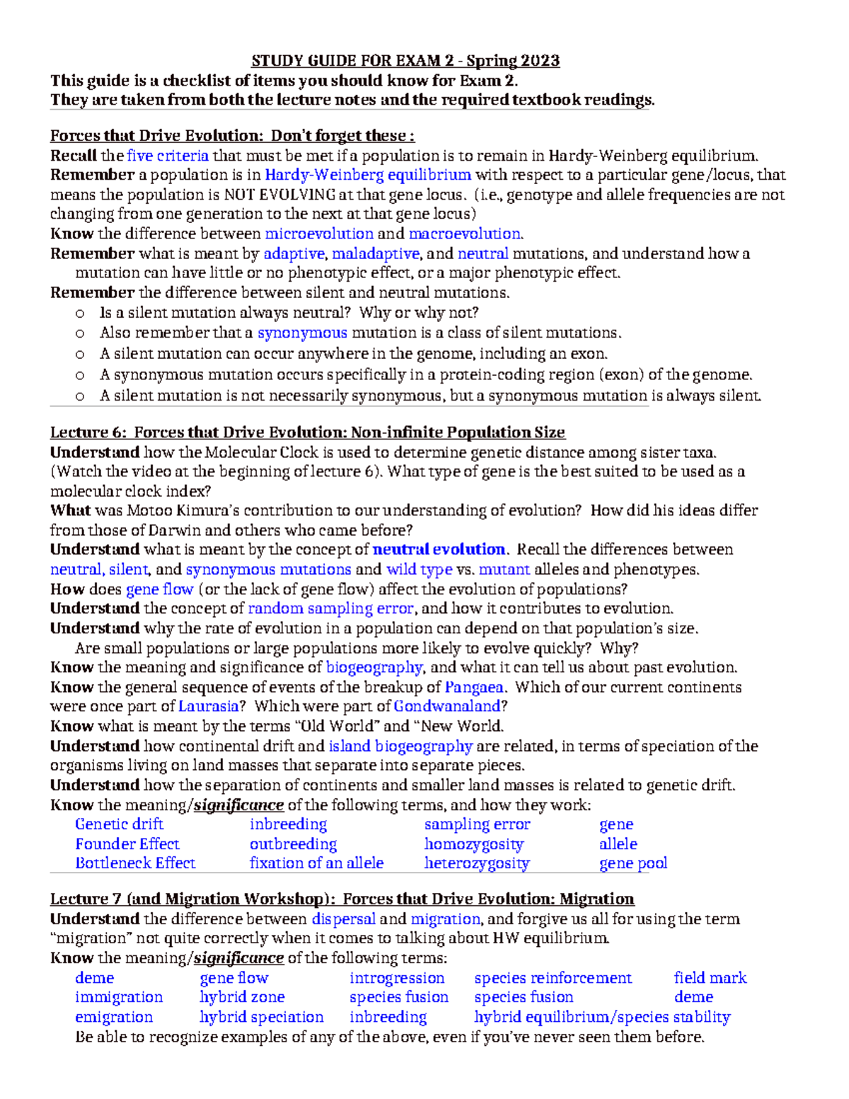 160S23 stugu 2 - Study guide - STUDY GUIDE FOR EXAM 2 - Spring 2023 ...