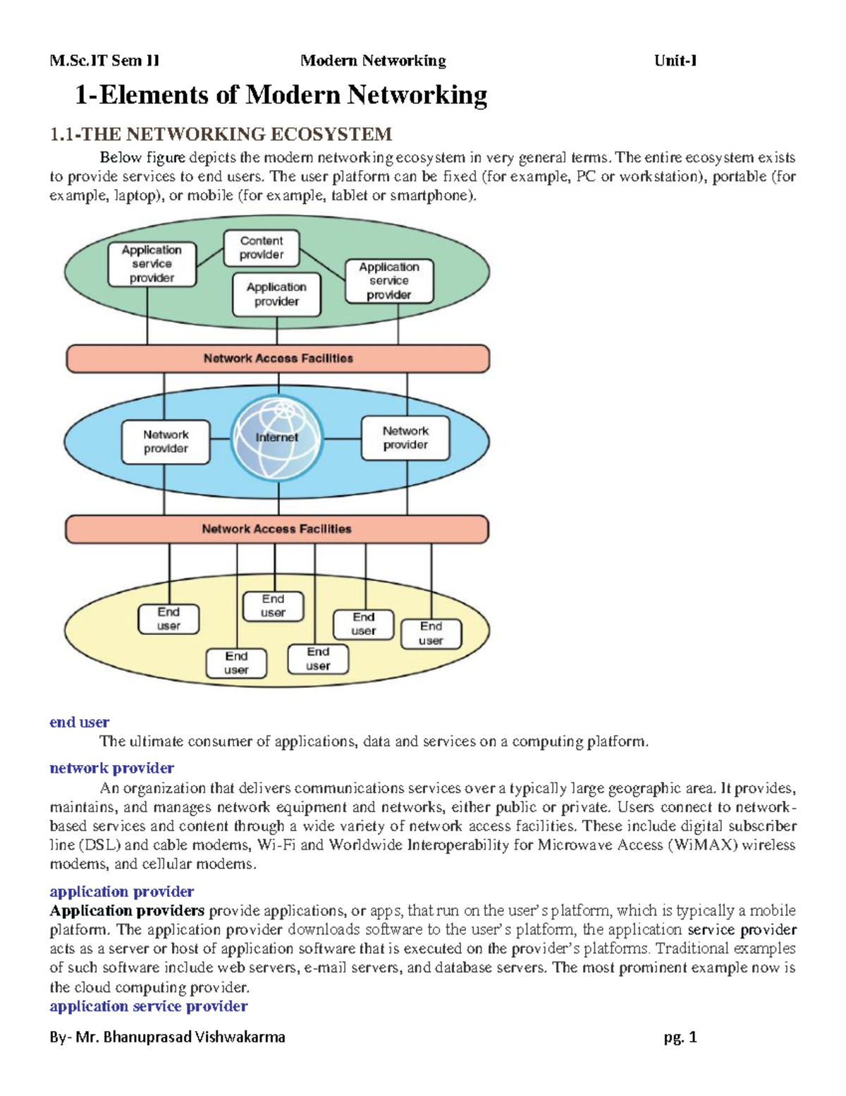 Modern networking sem 2 mscit part 1 all unit 1 notes - 1 - Elements of ...