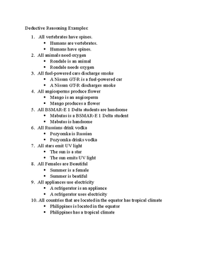 Inductive Reasoning - Examples - A mango performs photosynthesis A ...