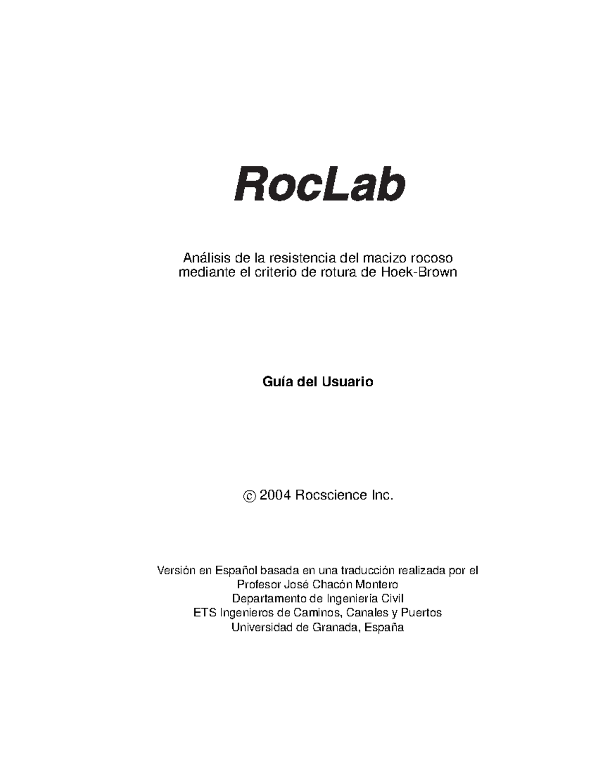 Roc Lab Manual Sp - Uso RockLab - Análisis de la resistencia del macizo rocoso mediante el ...