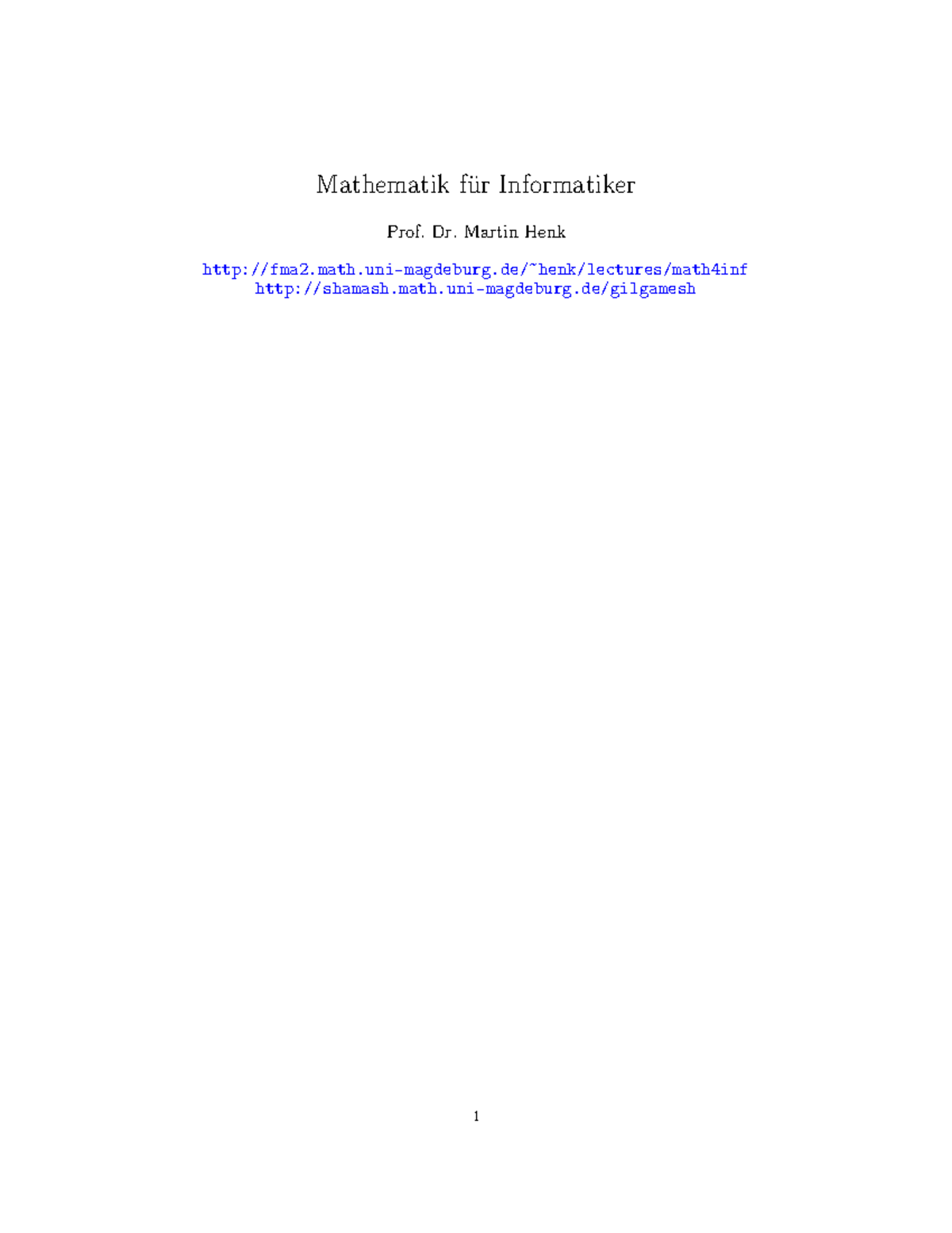 Henk Skript Mathe fuer Informatik - Mathematik für Informatiker Prof ...