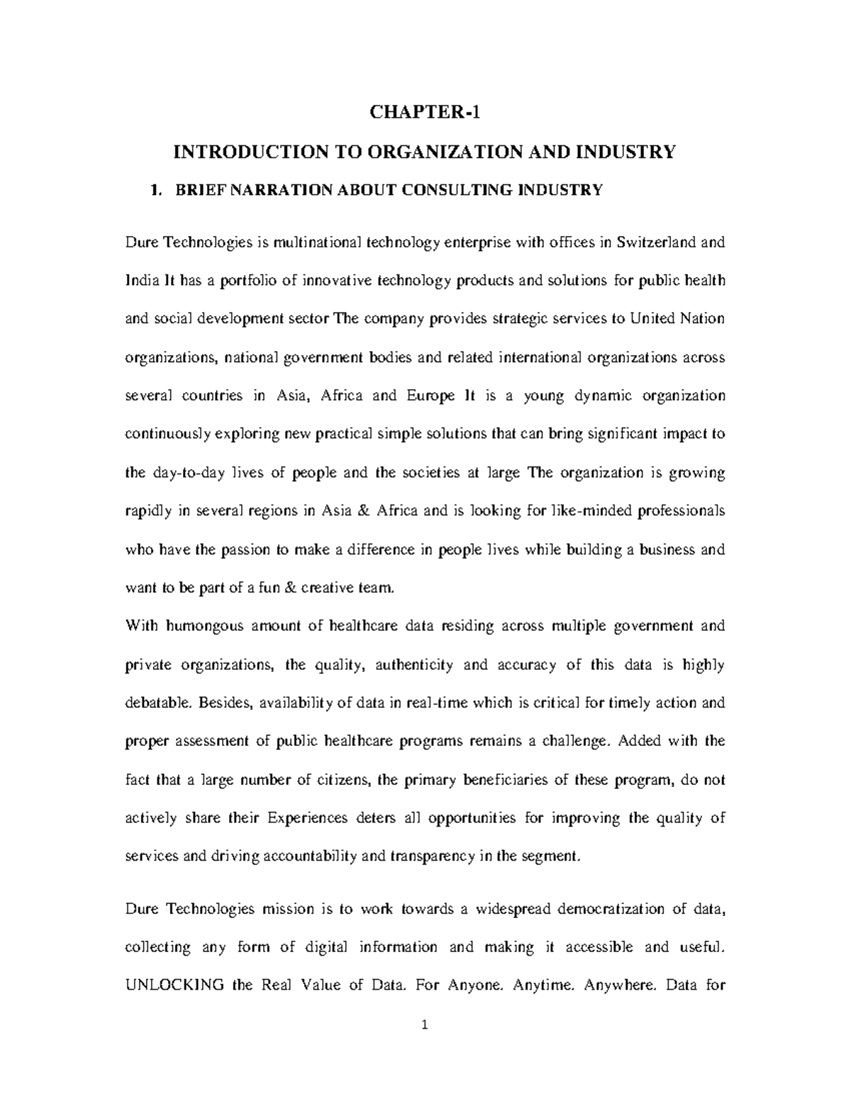 Ggsipu bba summer training report - CHAPTER- 1 INTRODUCTION TO ...