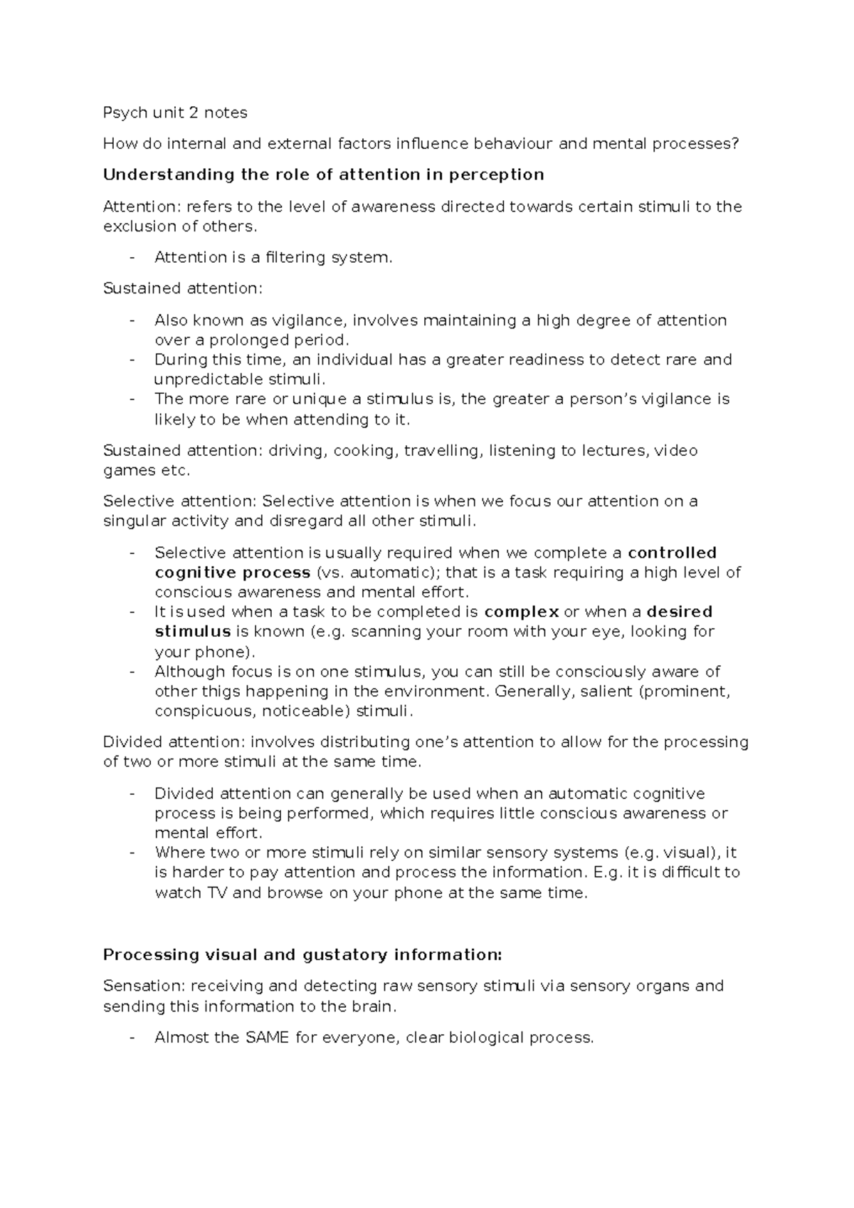 Psych unit 2 notes - Psych unit 2 notes How do internal and external ...