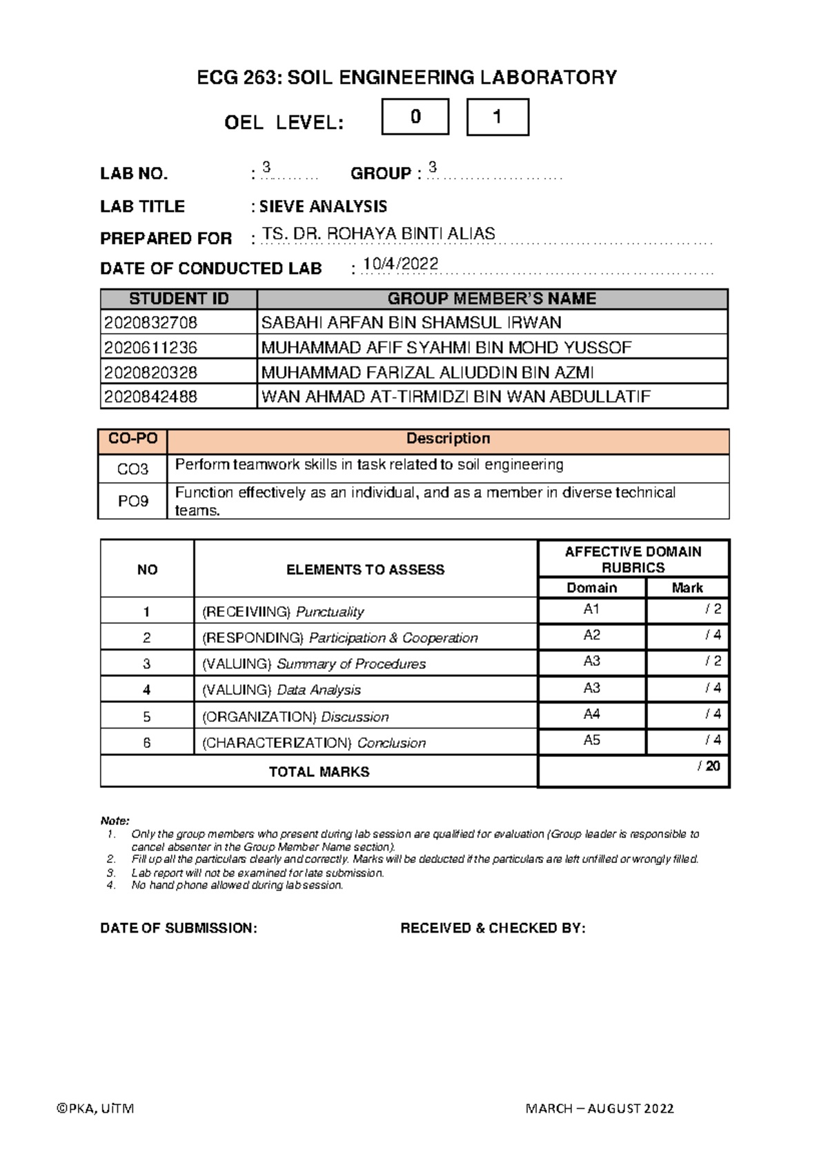 LAB 3 Sieve Analysis Group 3 EC110 4G - 0 1 ECG 263: SOIL ENGINEERING ...