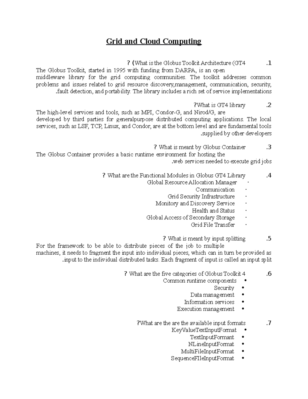 Unit Iv Cloud Computing Lecture Notes Grid And Cloud Computing What Is The Globus Toolkit