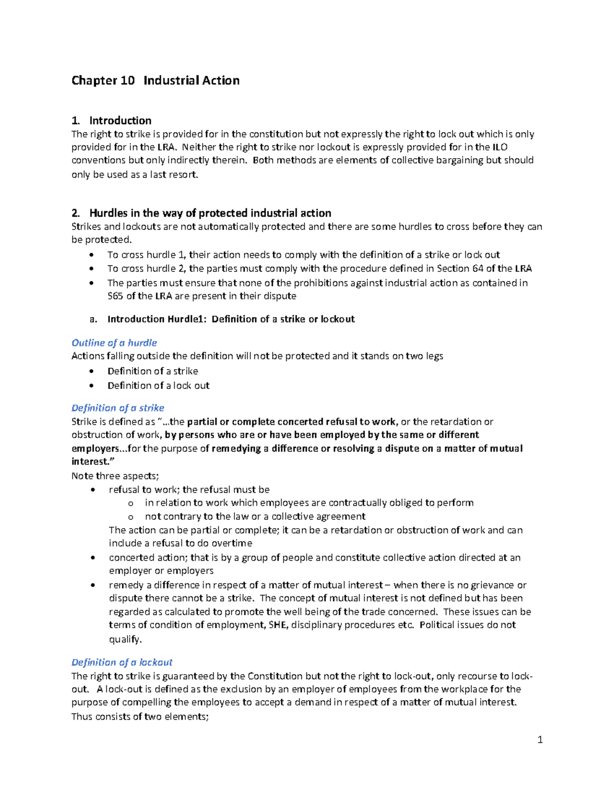 Chapter 10 Industrial Action - Chapter 10 Industrial Action 1 ...