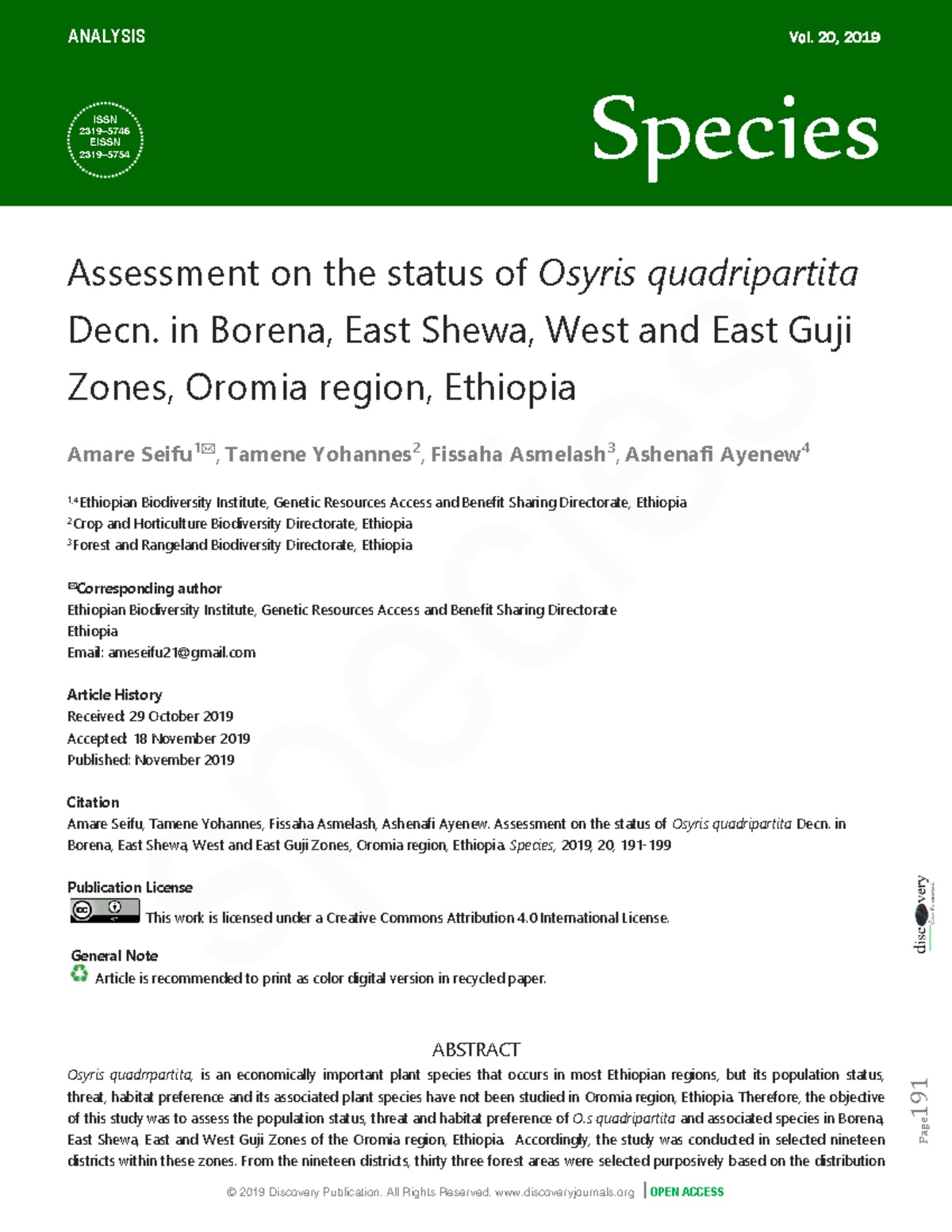A23 - Thesis - ARTICLE Page 191 ANALYSIS Assessment on the status of ...