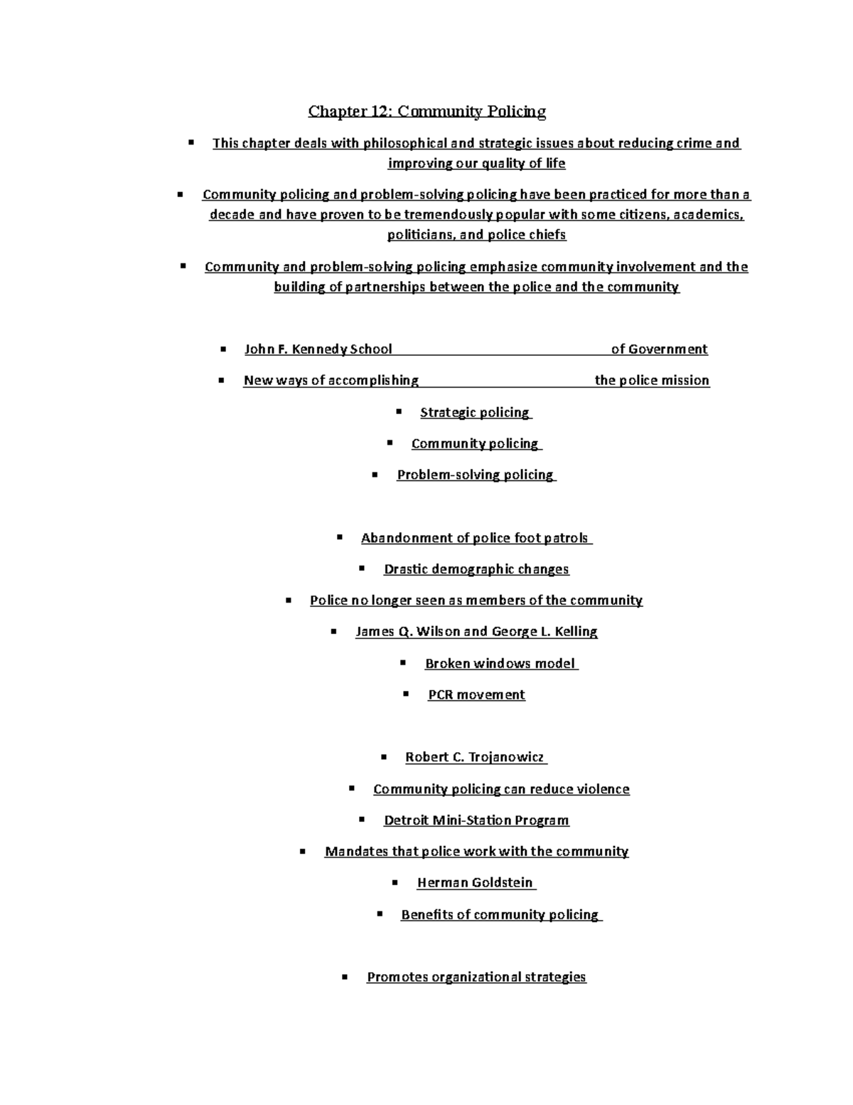 Chapter 12 - Chapter 12: Community Policing This chapter deals with ...