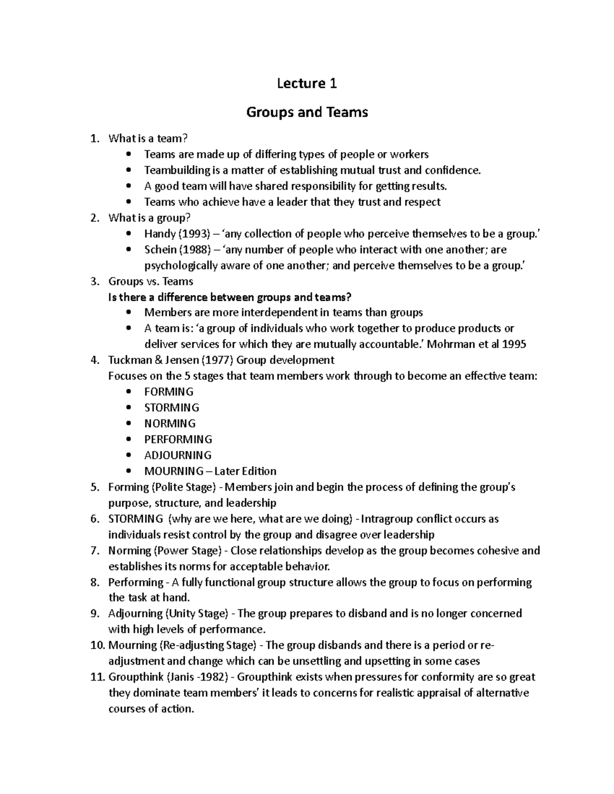 Lecture 1 - Groups and Teams - Lecture 1 Groups and Teams What is a ...