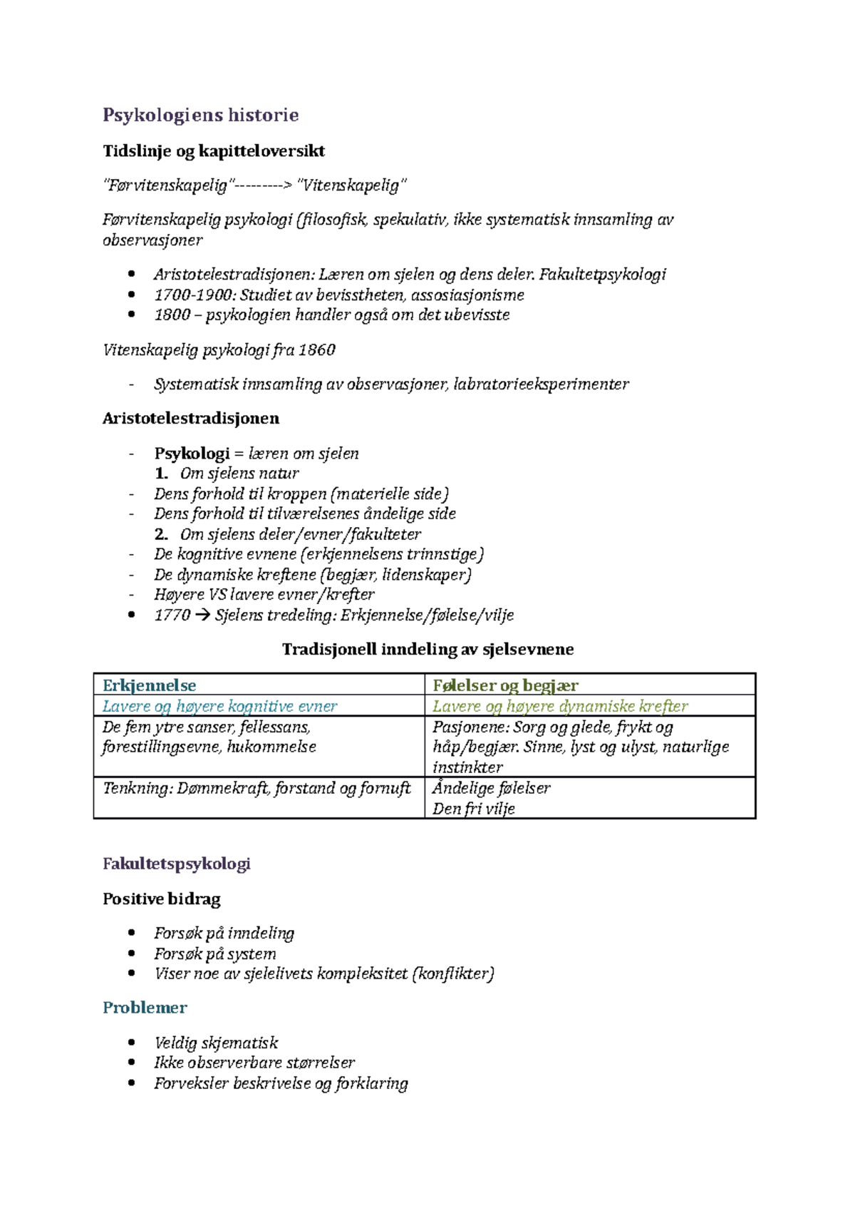 Forelesning 11.02.16 - Psykologihistorie 1&2 - Psykologiens historie Tidslinje og ...