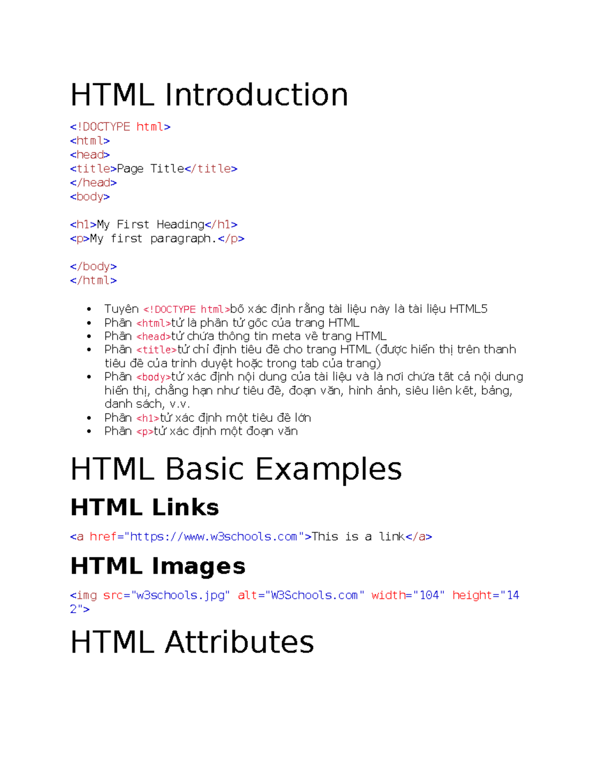 HTML study for beginers - tài liệu được tham khảo từ w3chool trường Học viện CN bưu chính viễn ...