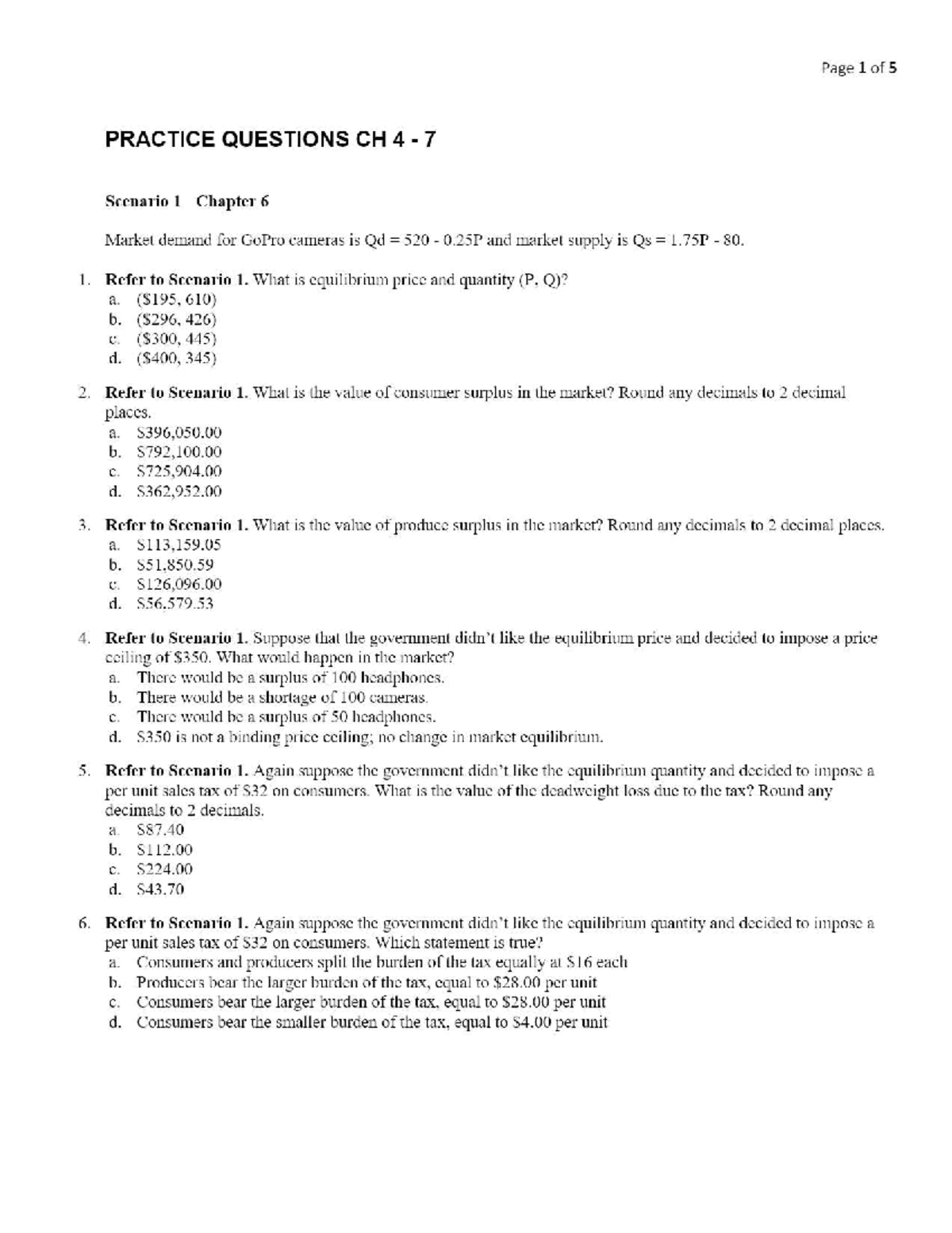 Micro practice chapter 4-7 - Econ 101 - Studocu