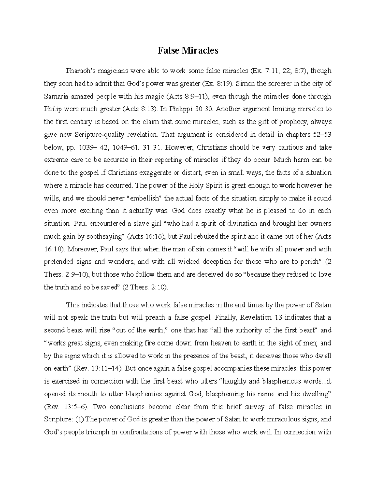 False Miracles - A lecture notes about Election and Reprobation - False ...