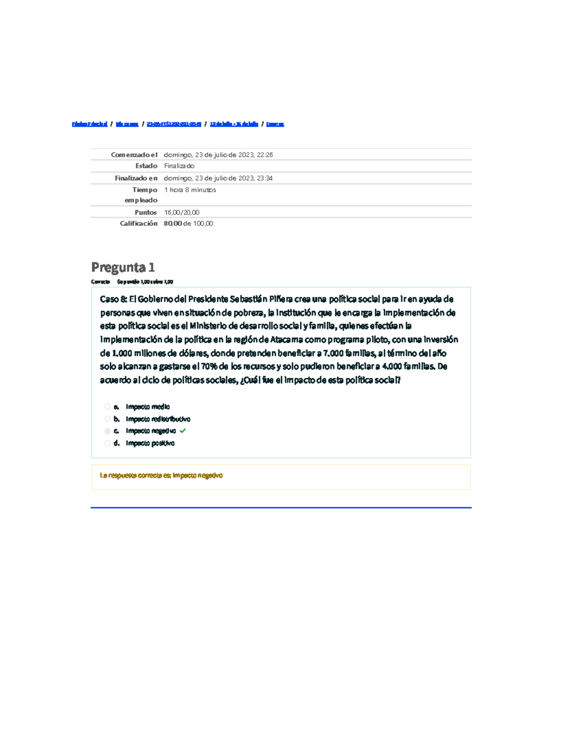 Examen Revisión del intento - Página Principal / Mis cursos / 23-2B ...