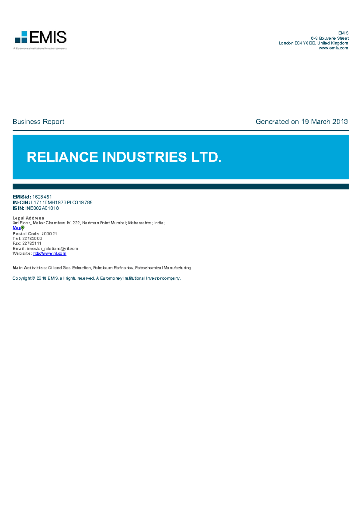 EMIS example full report - EMIS 6-8 Bouverie Street London EC4Y 8DD ...