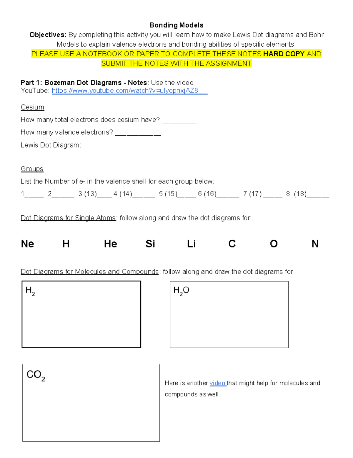 Bonding Models - Lewis and Bohr - Bonding Models Objectives: By ...