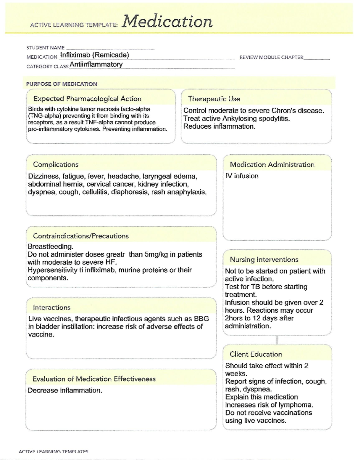 Remicade (infliximab) - NUR1015 - Studocu