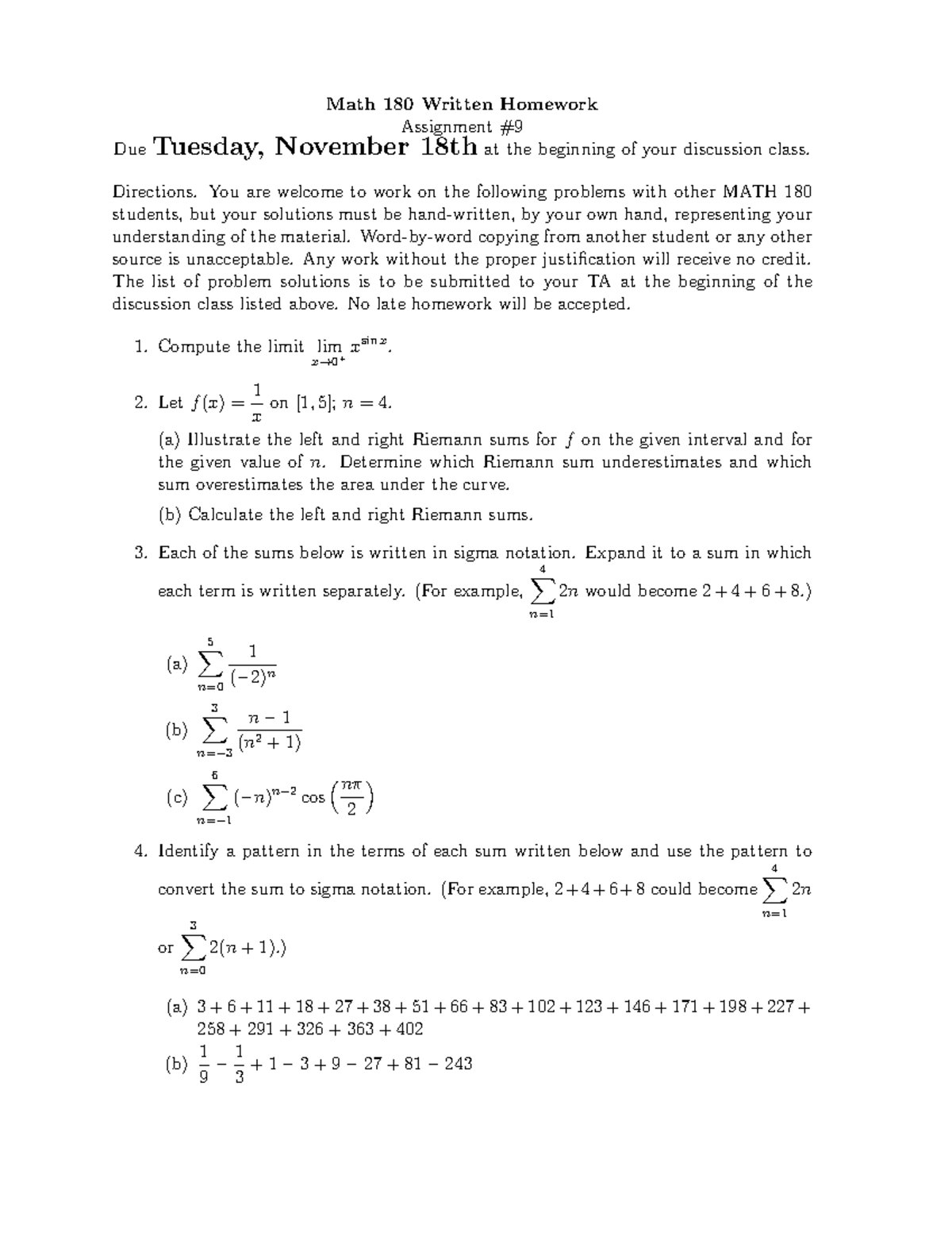 Math 180 Written Homework 9 - Due Tuesday, Math 180 Written Homework ...
