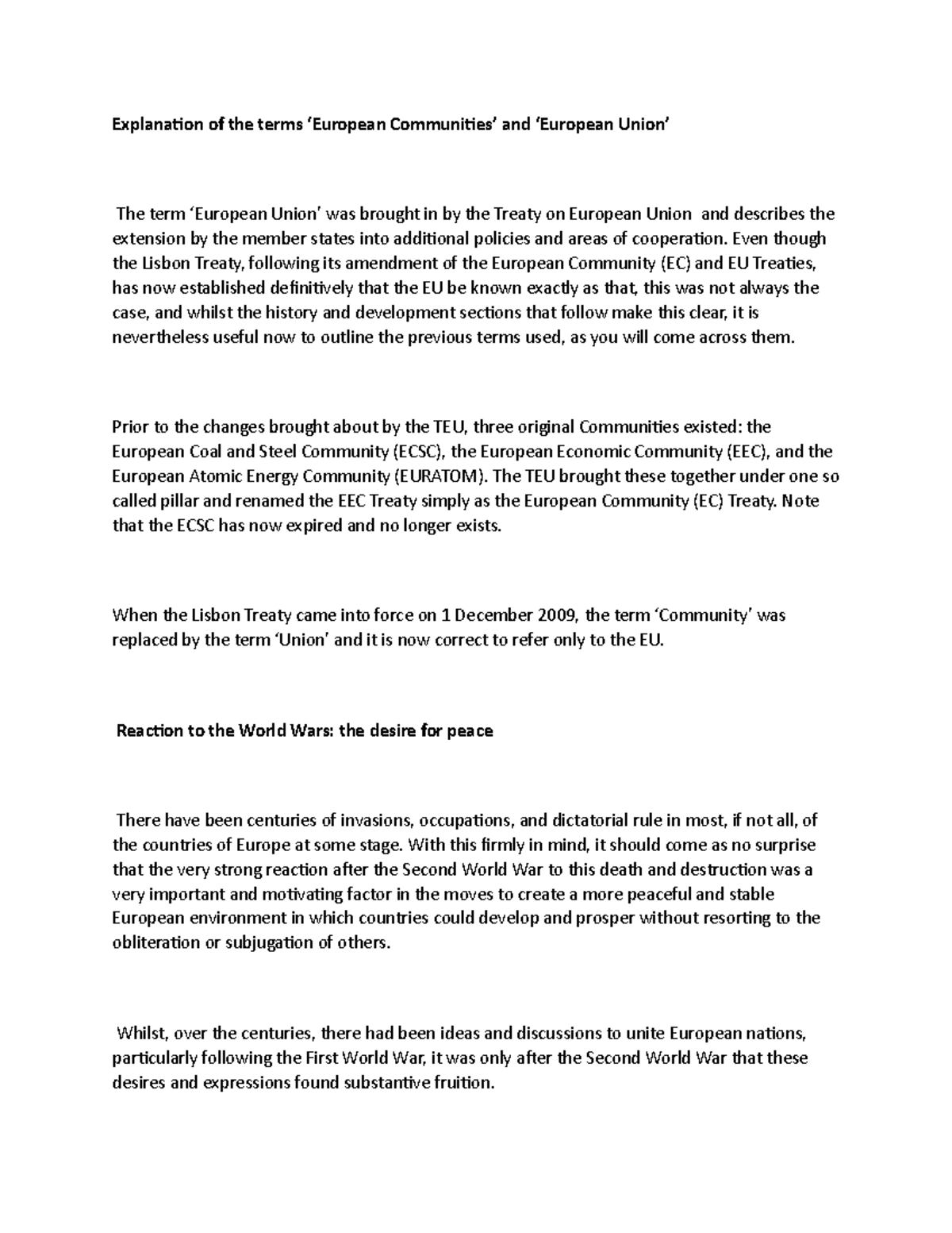 Explanation of the terms ‘European Communities’ and ‘European Union ...