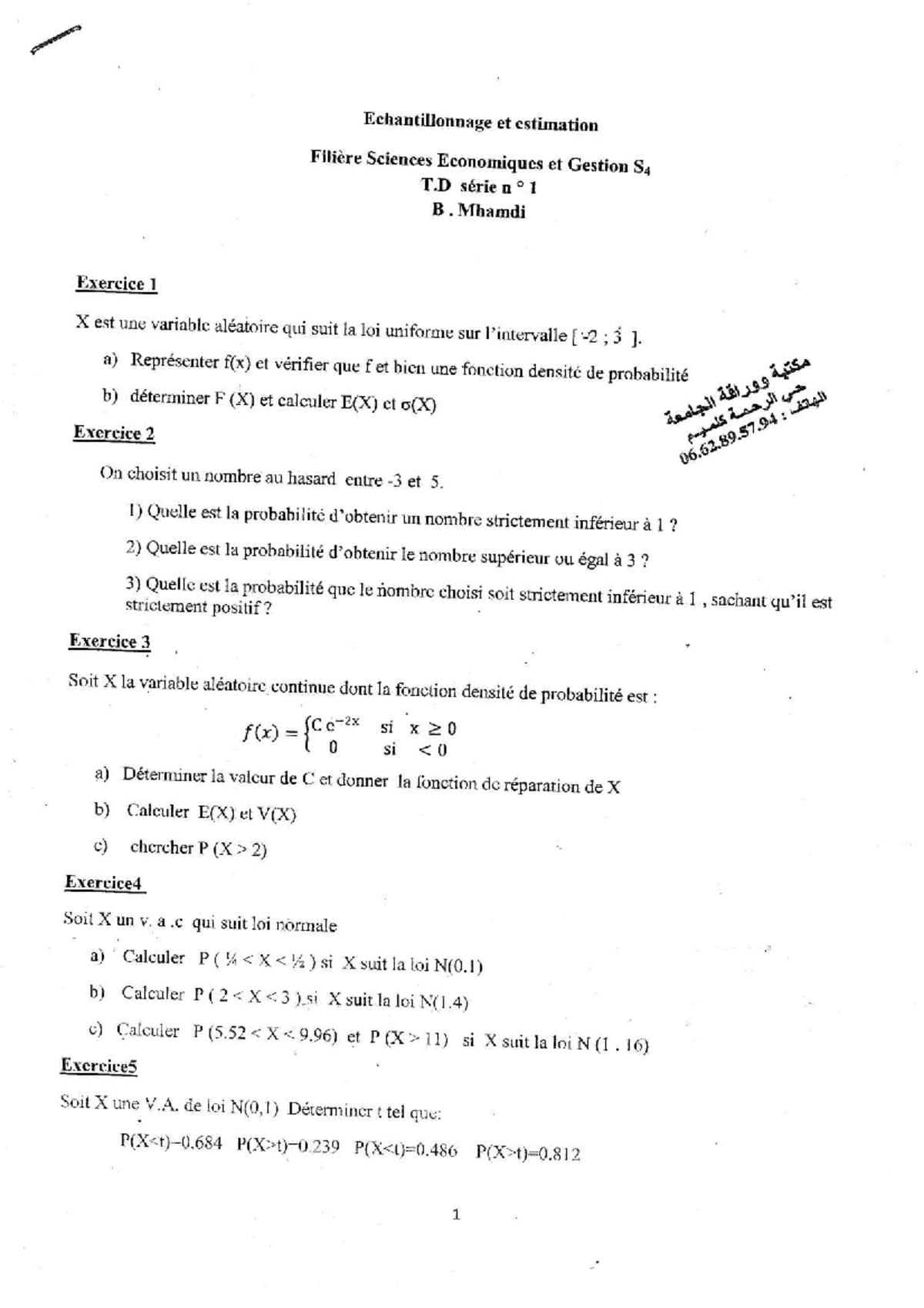 22 exercices échantillonnage s3 - statiqtique infrentielle - Studocu