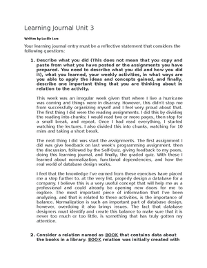 Written Assignment Unit 3 - Running head: Database Systems Development Database Systems ...