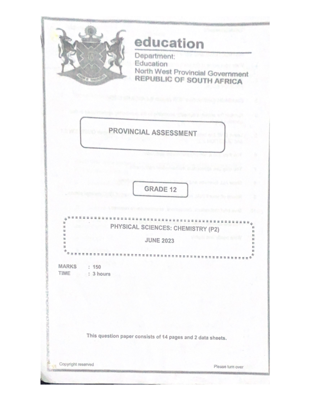 NW P2 - Past paper - education Department: Education North West ...