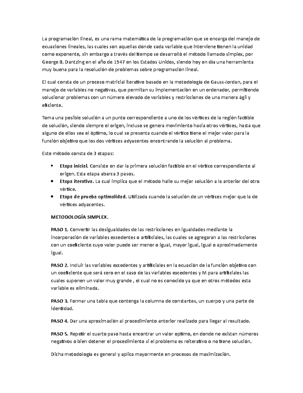 Metodo simplex - La programación lineal, es una rama matemática de la ...