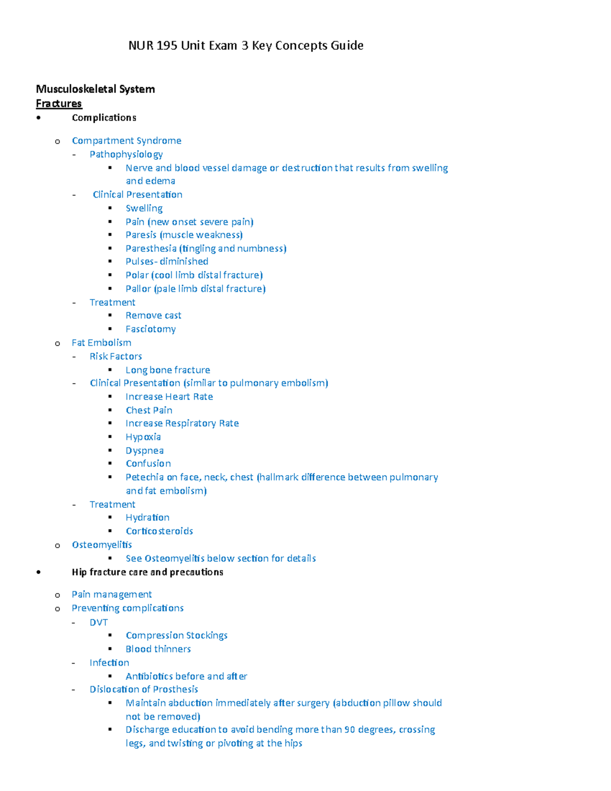 Cotac exam 3 KCR - KCR - NUR 195 Unit Exam 3 Key Concepts Guide ...