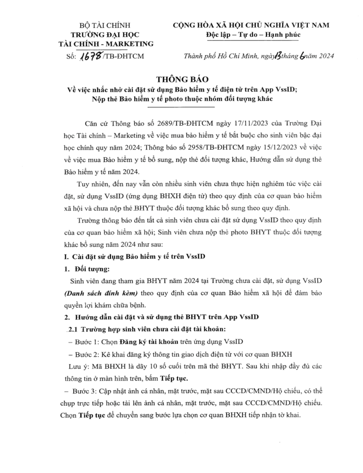 1678 TB Cai dat Vss ID va nop photo the BHYT - BÔ TÀI CHÍNH CONG HOA XÃ ...