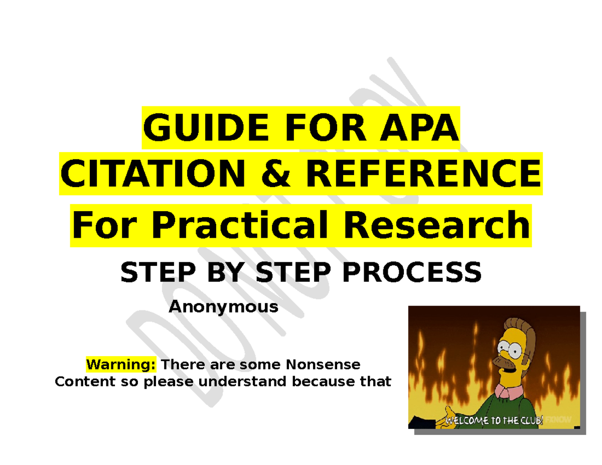 APA citation & reference pic guide - GUIDE FOR APA CITATION & REFERENCE ...