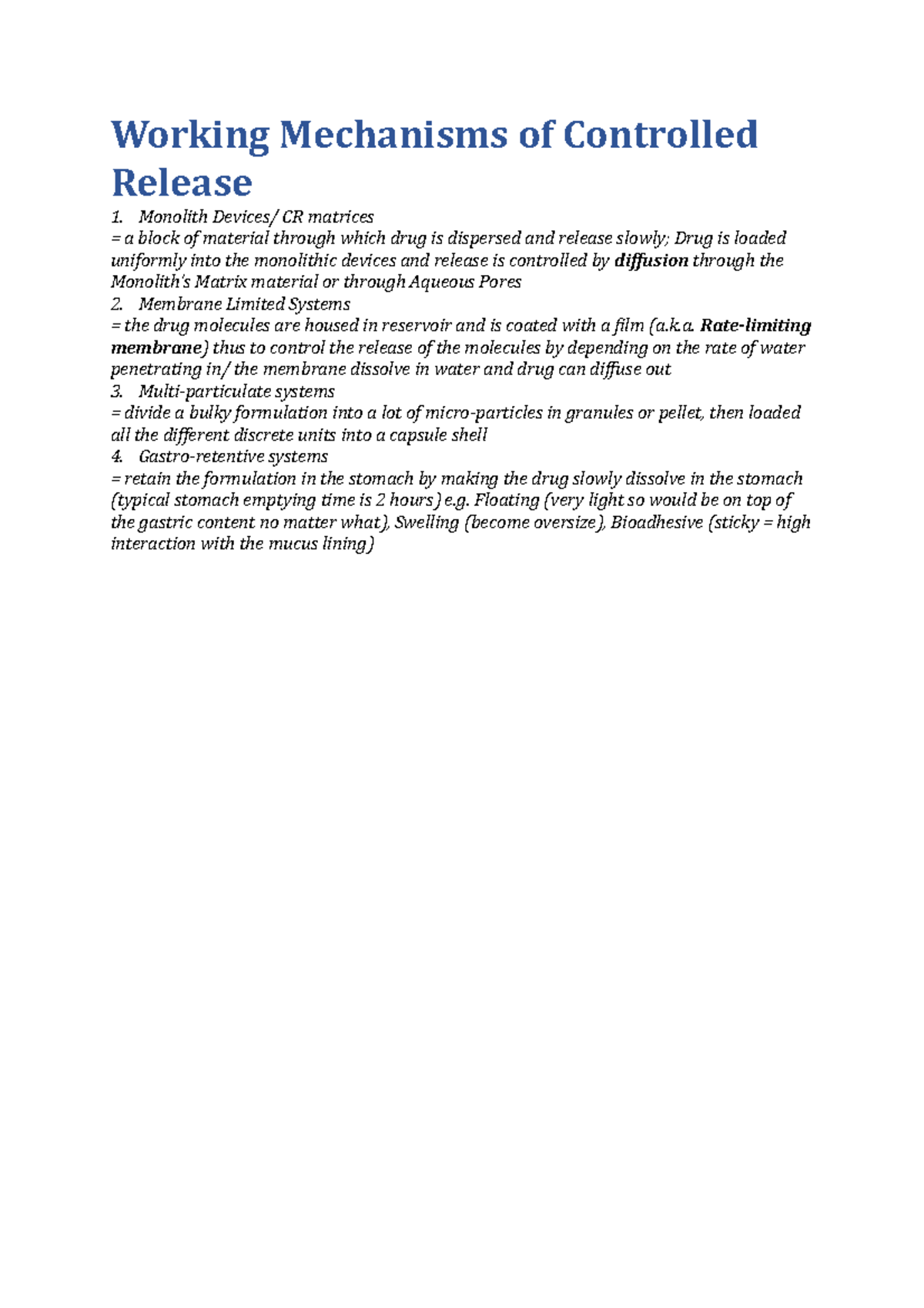 Working Mechanisms of Controlled Release - Working Mechanisms of ...