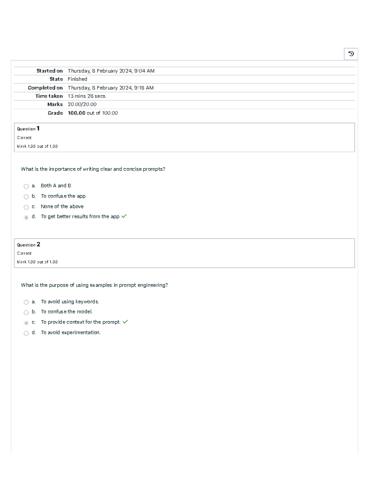 Midterm Quiz 1 Attempt review - Started on Thursday, 8 February 2024, 9:04 AM State Finished ...