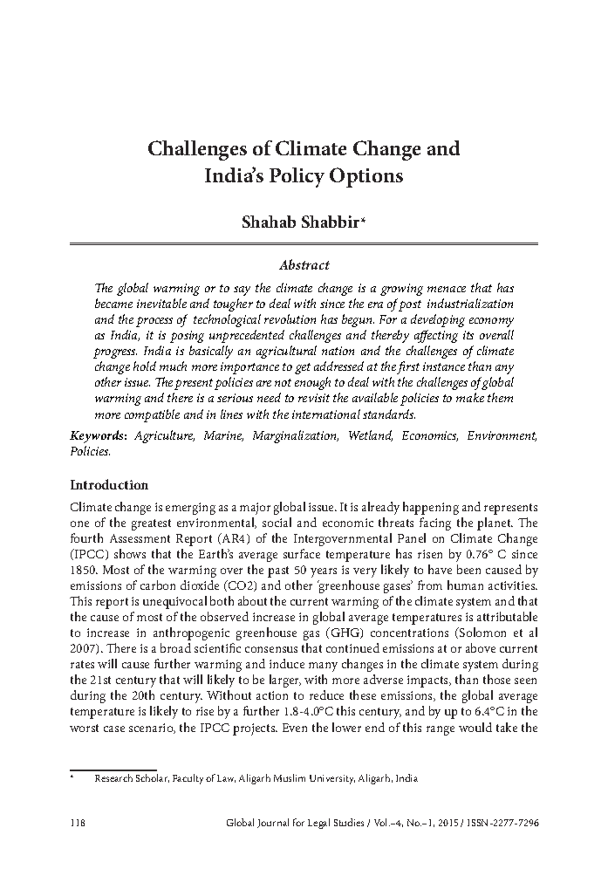 Domestic Challenges - Climate Issue - Challenges of Climate Change and ...