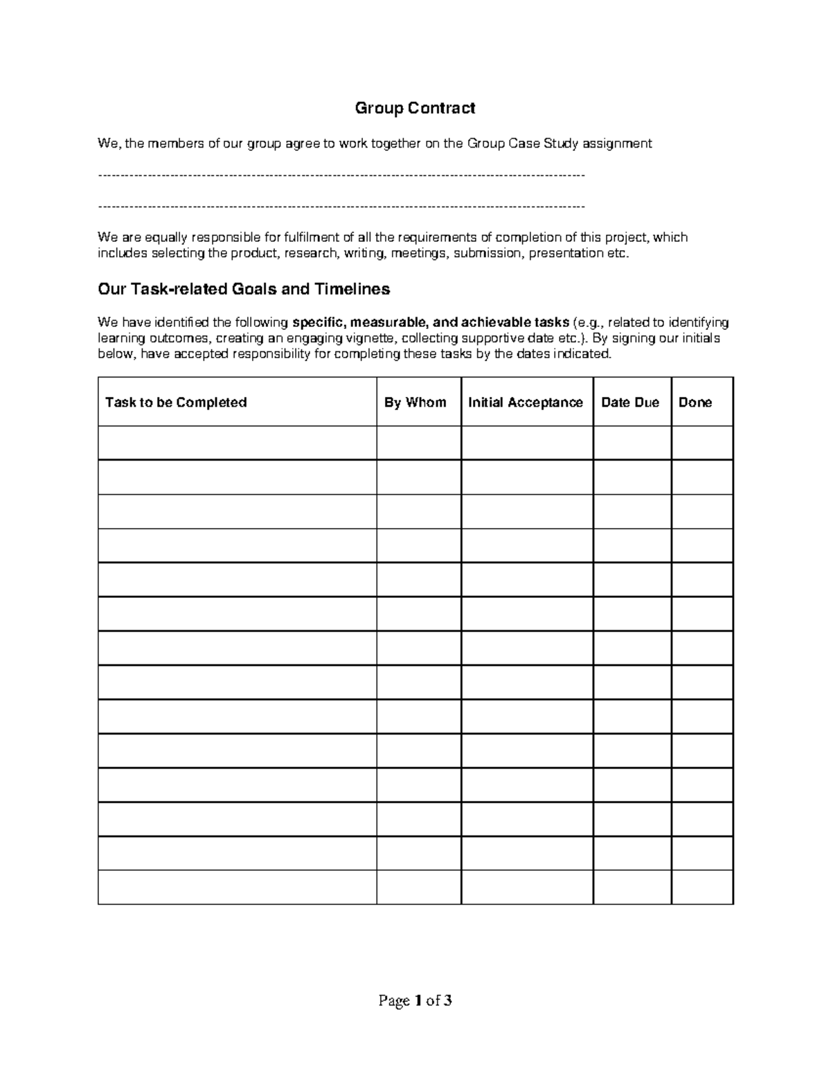 Group Contract - PDF - Page 1 of 3 Group Contract We, the members of ...