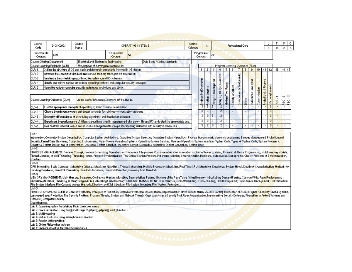 OS APP - OS APP - Course Code 21CSC202J Course Name OPERATING SYSTEMS Course Category C ...